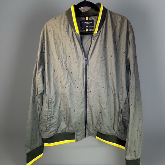Denim & Flower | Jackets & Coats | Denim Flower Green Varsity Bomber ...